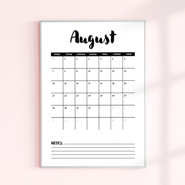 Legal Size Monthly Calendar Printable - Etsy
