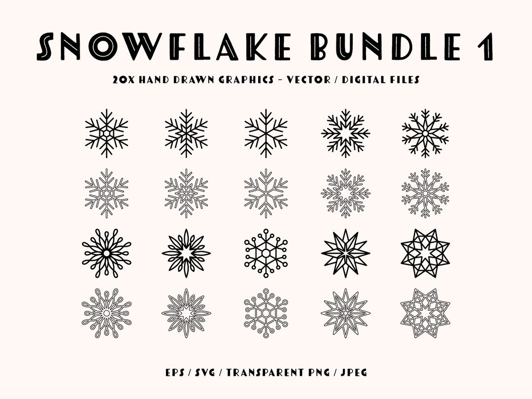 Snowflake Bundle Vector Svg Transparent Png Eps Jpeg Print Snow ...