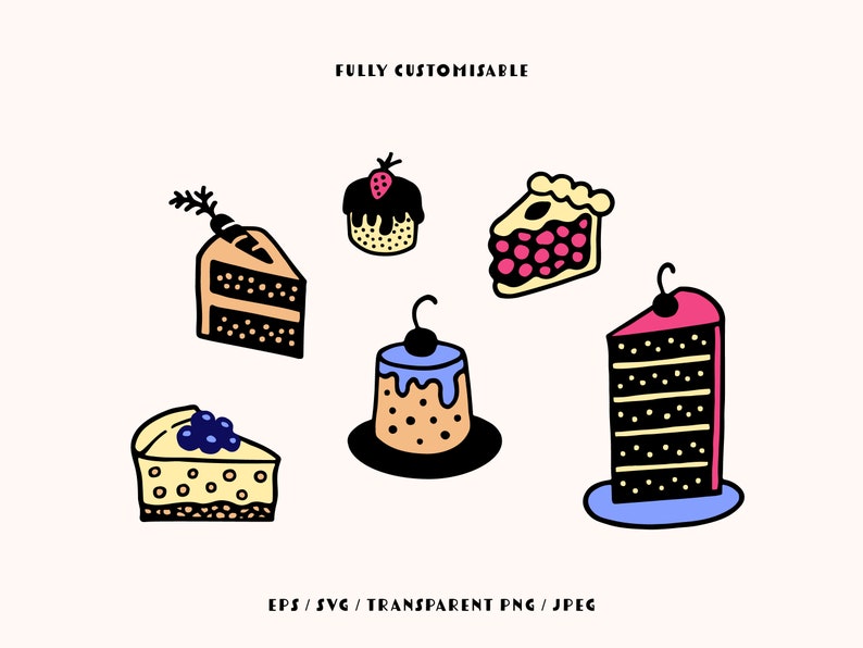 Cake Bundle Vector Svg Transparent Png Eps Jpeg Print Baking - Etsy