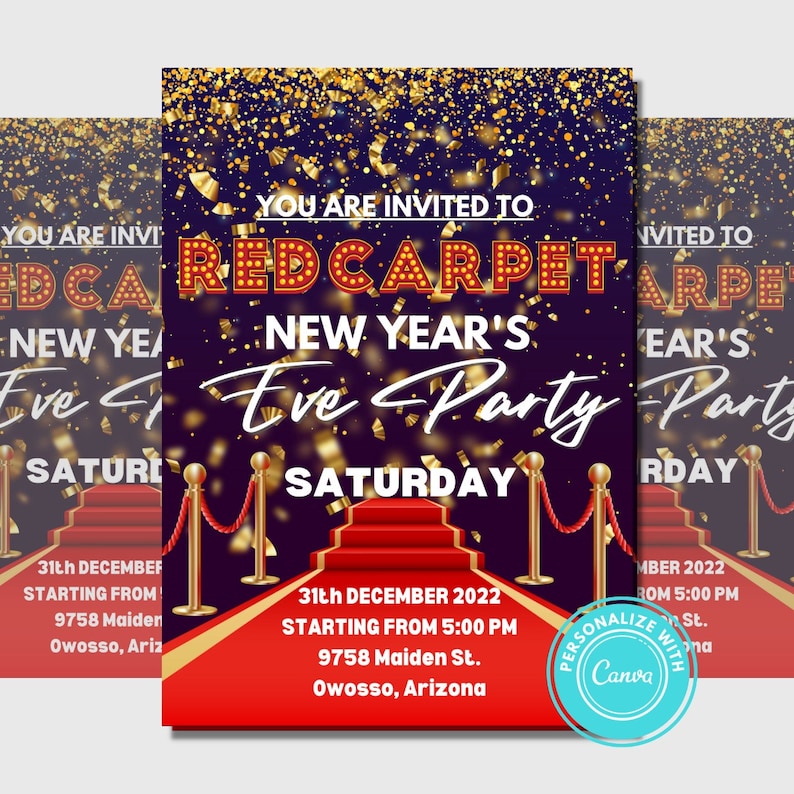 Editable Red Carpet Invitation Hollywood Birthday Party New - Etsy