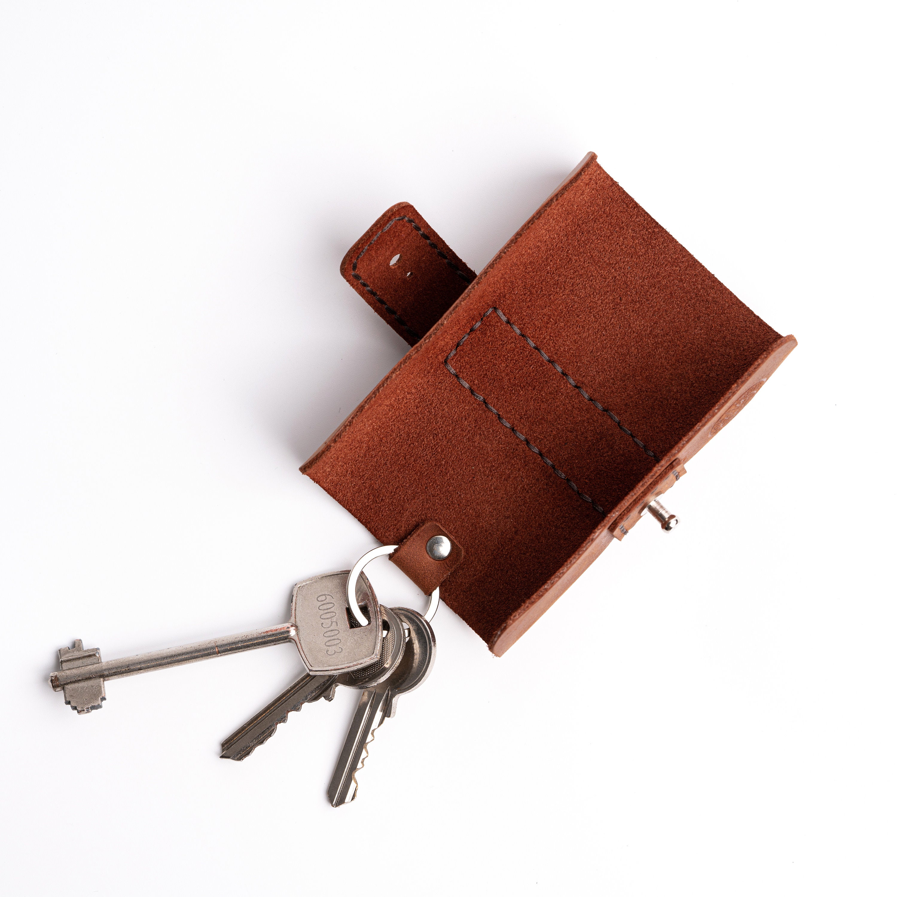 Handmade Leather Key Pouch, Compact Key Holder Wallet, Durable Keychain ...