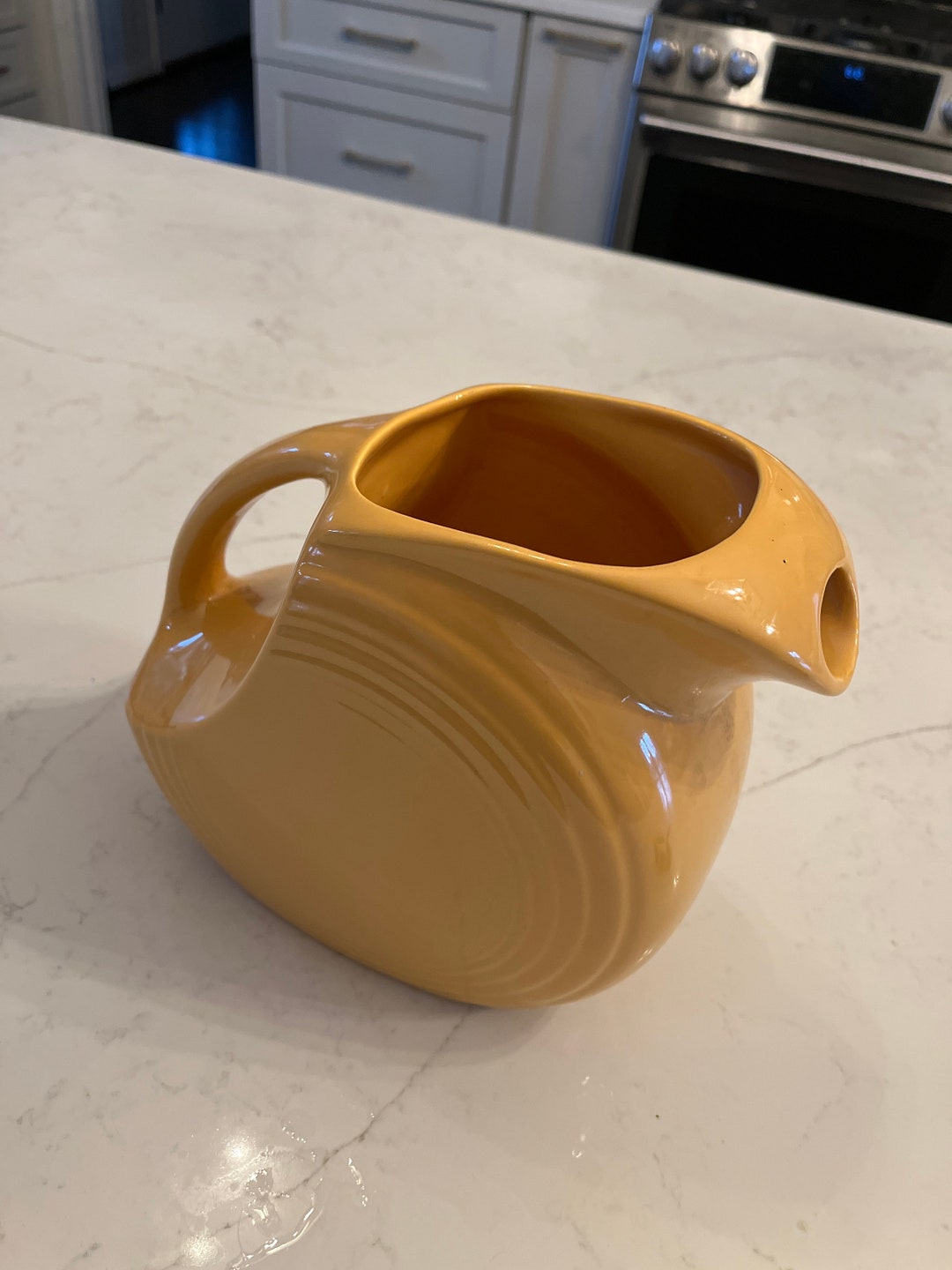 UNUSED Vintage Fiestaware 1940s Water Disk Pitcher in Yellow - Etsy
