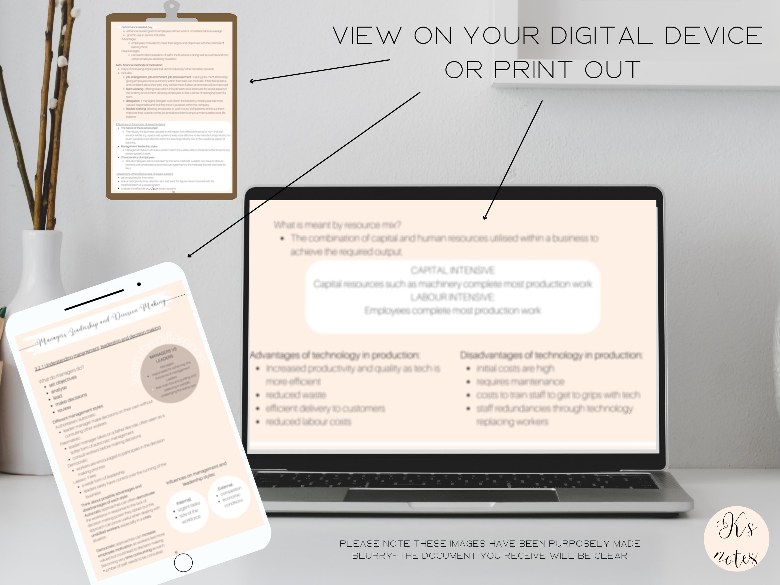 AQA Business A- Level Revision Notes for Year 1 A- Level (AS Level ...
