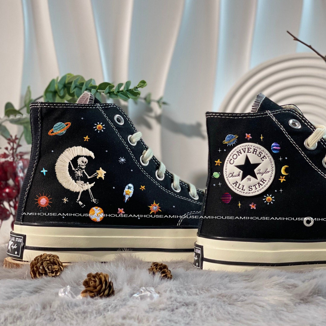 Custom Bone Embroidered, Ghost Embroidered Converse, Halloween Vibes ...