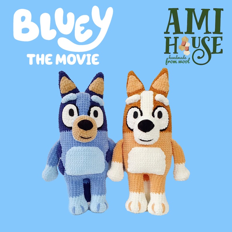 Crochet Bluey Doll Crocheted Blue Heeler Bluey and Bingo - Etsy Australia