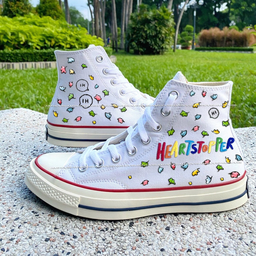 Custom Leaves Hi Hi Bubble Embroidered, Heartstopper Custom Shoes ...
