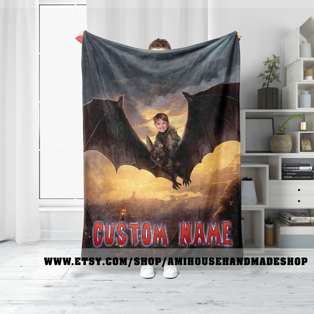 Personalized Bat Plush Blanket, Custom Child Riding Bat, Personalized ...