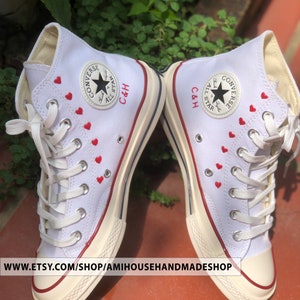Love Heart Converse Embroidered, Valentines Day Converse Shoes for ...
