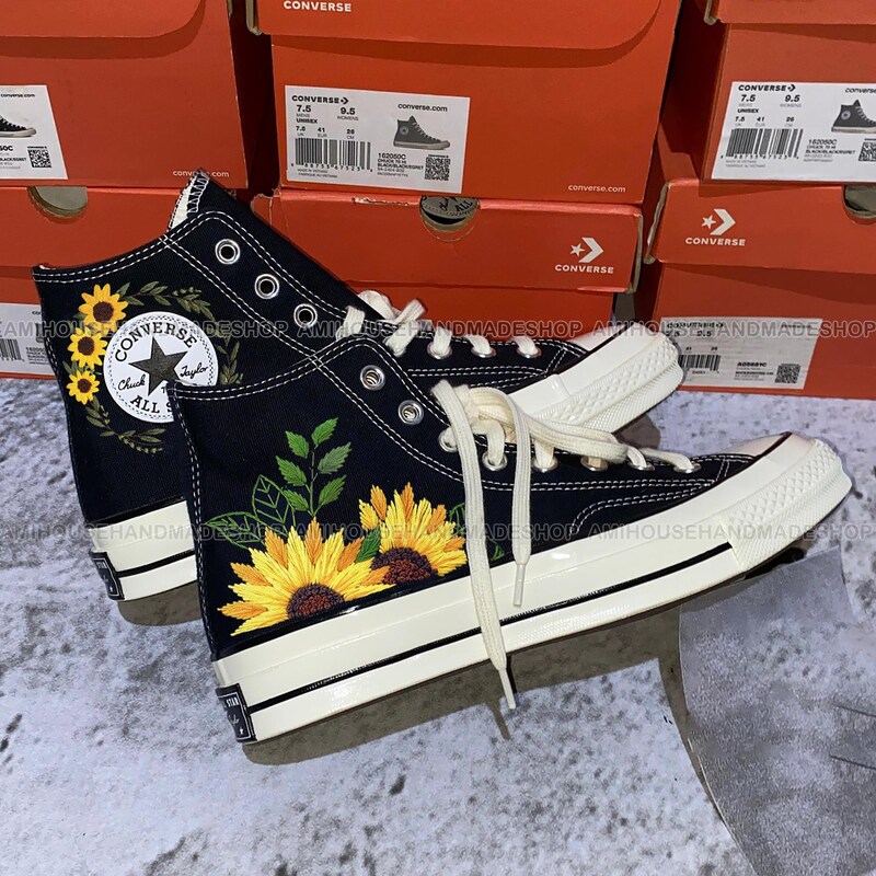 Sunflower Converse - Etsy