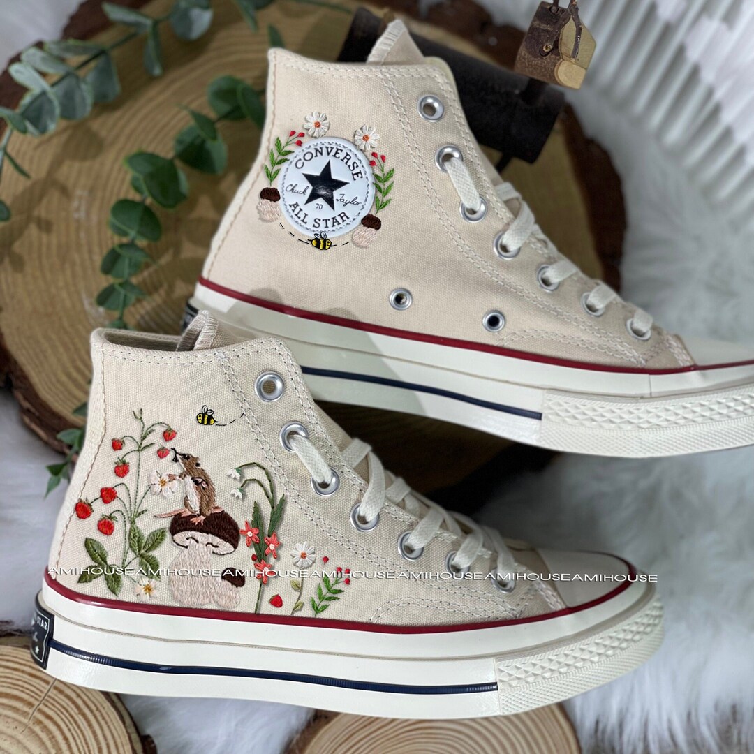 Opossum Embroidered Converse, Custom Mushroom Embroidered, Mouse Design ...