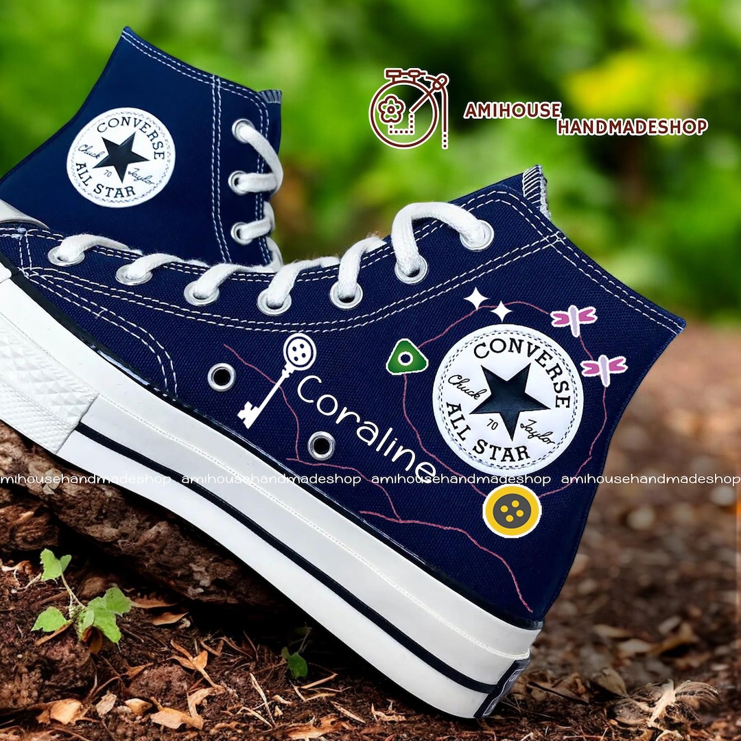 Coraline in Tunnel Converse Custom Embroidery, Horror Movie Hand ...