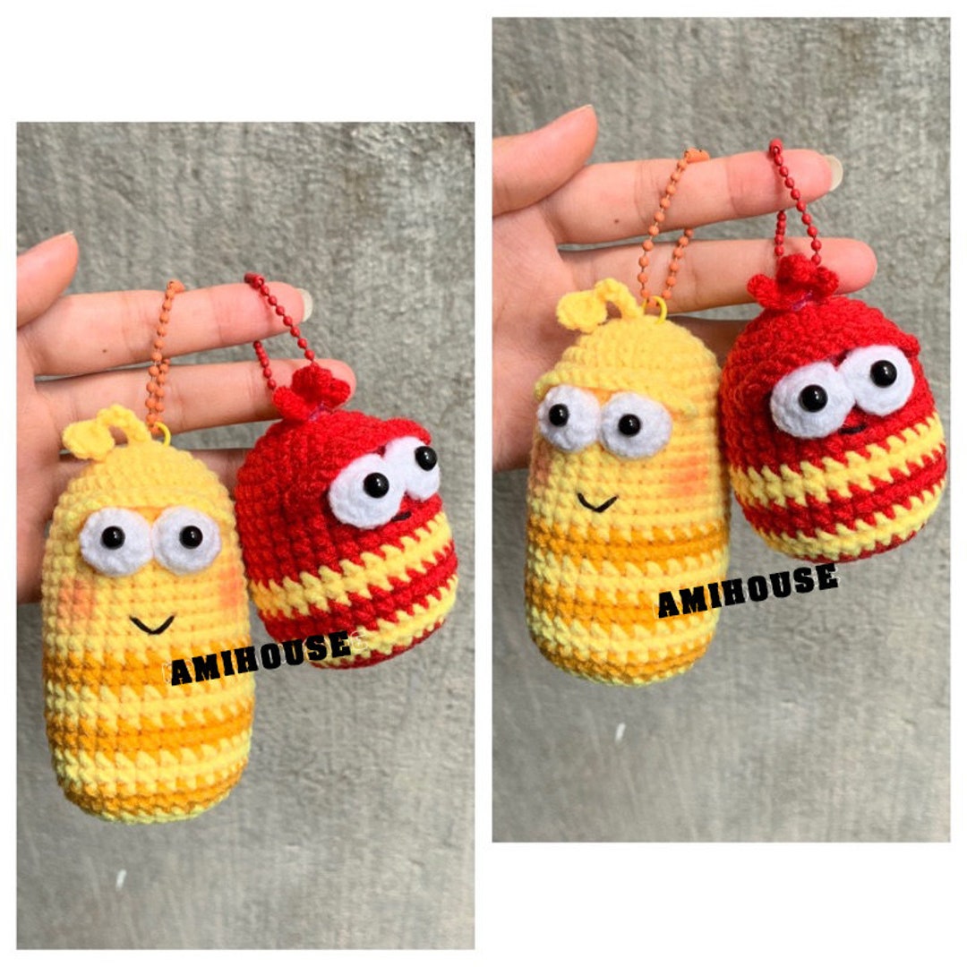 Crochet Larva Keychain Amigurumi Yellow Larva Cartoon - Etsy