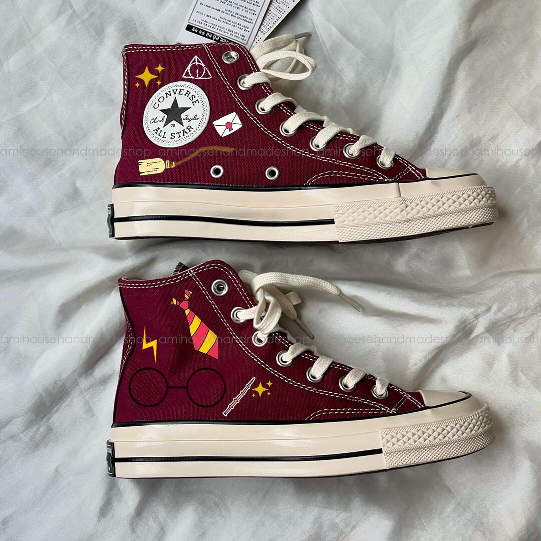 Red House Wizarding School Hand Embroidered Converse Chuck Taylor ...