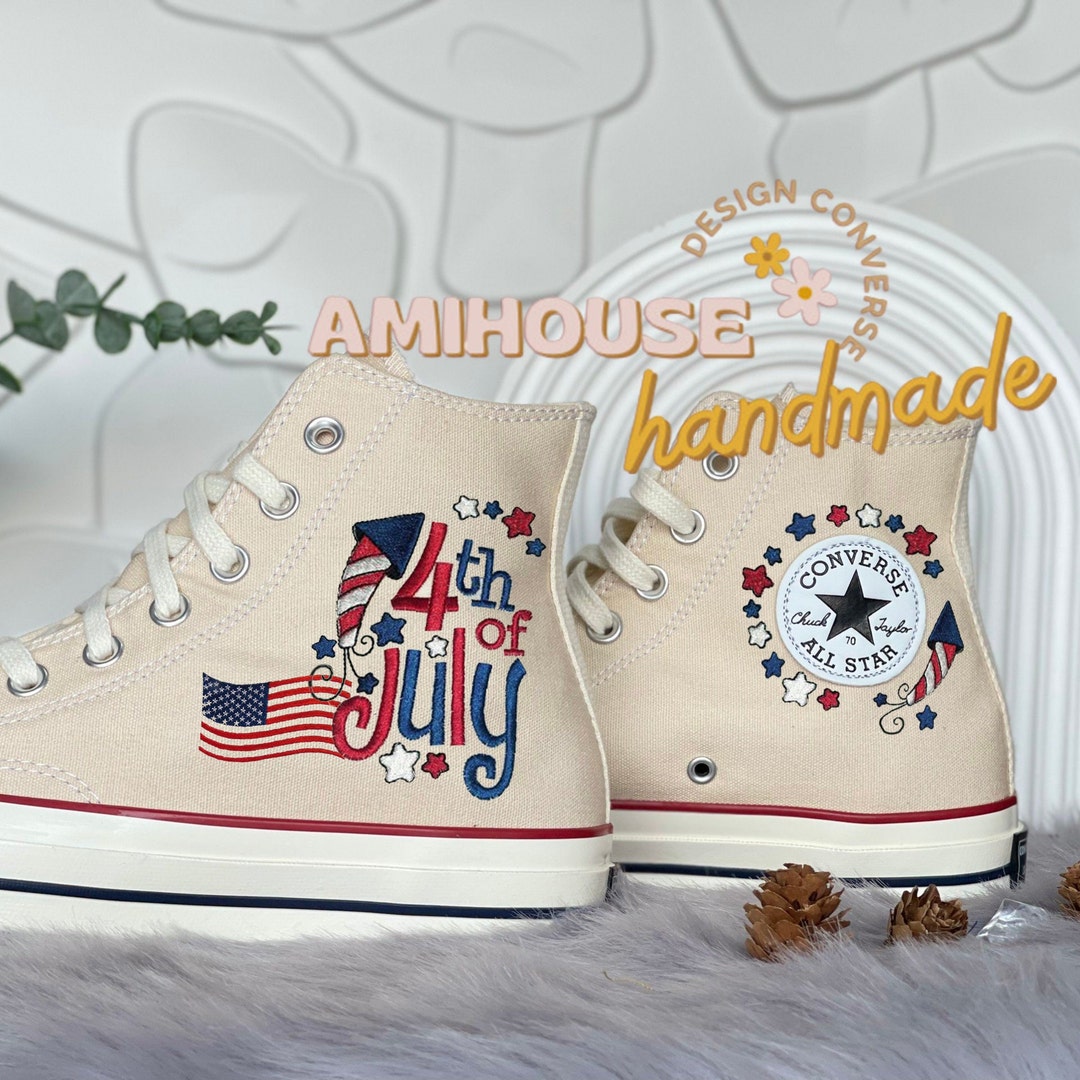 4th July Embroidery Converse, Designs Independence Day Shoes, Custom ...