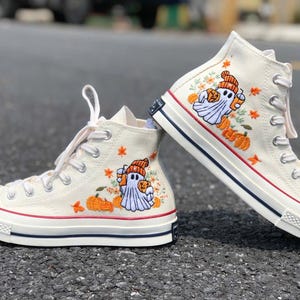 Embroidered Halloween Converse/pumpkin Garden Embroidery/cute Ghost ...