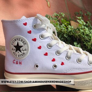 Love Heart Converse Embroidered, Valentines Day Converse Shoes for ...