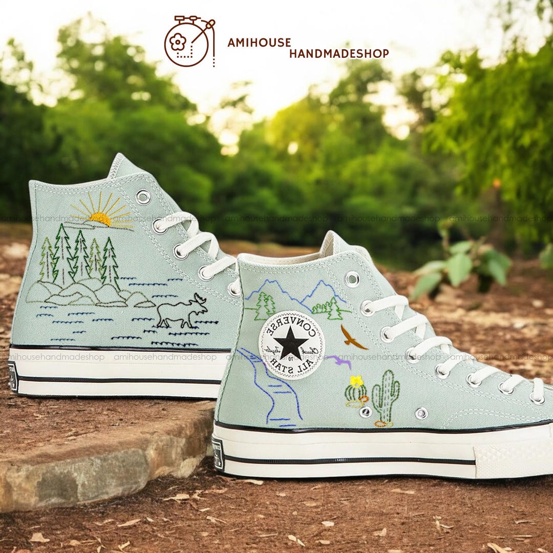 Custom Embroidered Converse, Nature Lover Embroidery Converse, Cactus ...