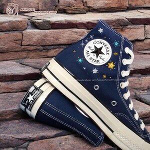 Astronaut Hand Embroidery Converse, Space and Planets Embroidered ...