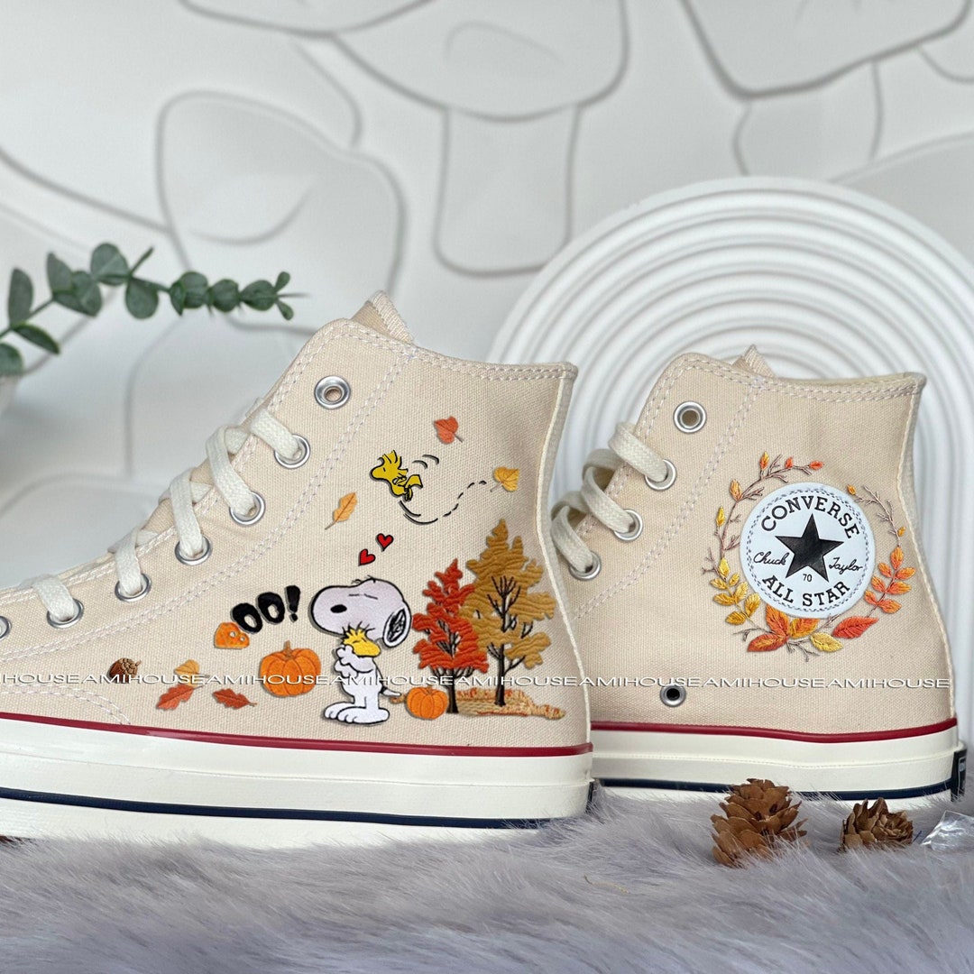 Custom Cartoon Character Converse, Peanut Dog Adults Sneaker, Hand ...