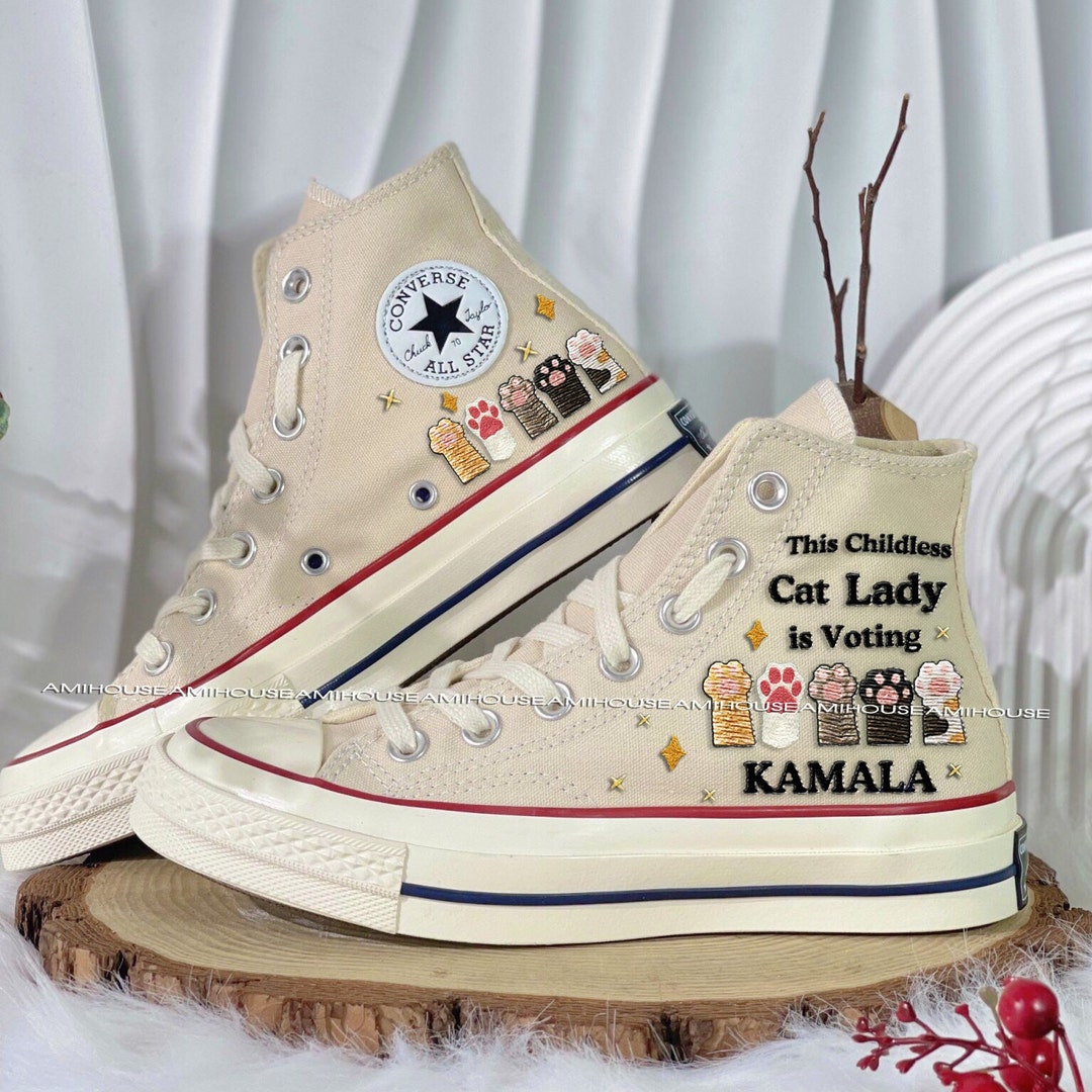 Embroidered Childless Cat Lady Converse, Custom Kamala Harris 2024 ...