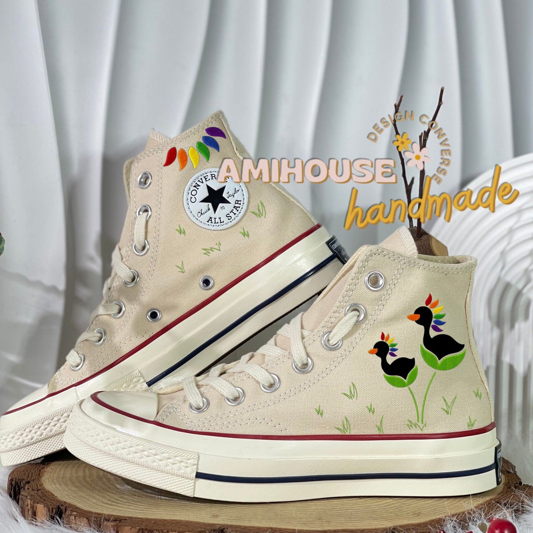 Two Black Ducks LGBT Converse High Tops/personalize LGBT Pride ...