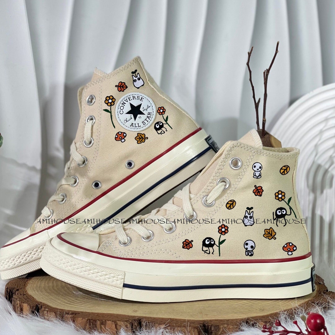 Cartoon Embroidered Converse, Designs Flowers Shoes, Custom Embroidery ...