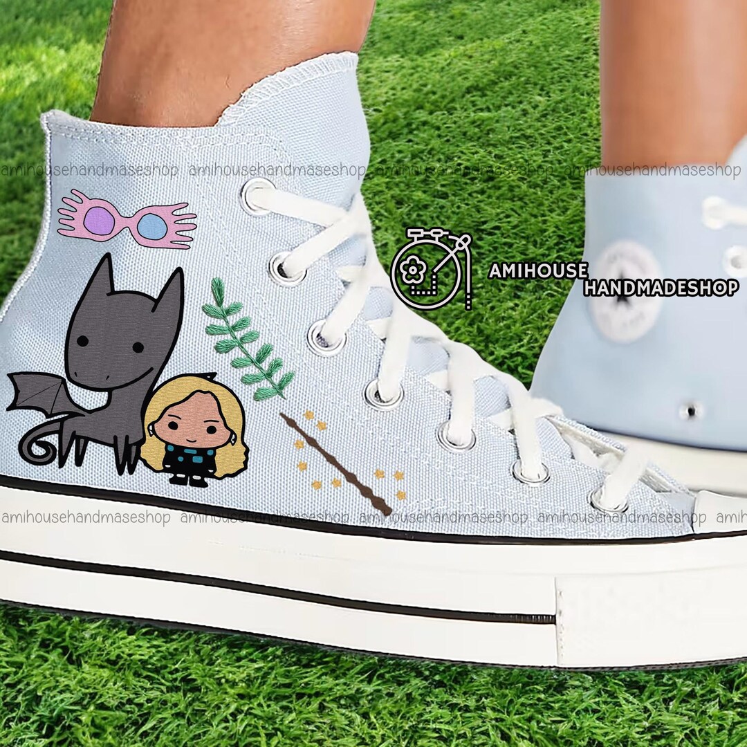 Custom Blue House Wizard Character Embroidery Converse Chuck Taylor ...