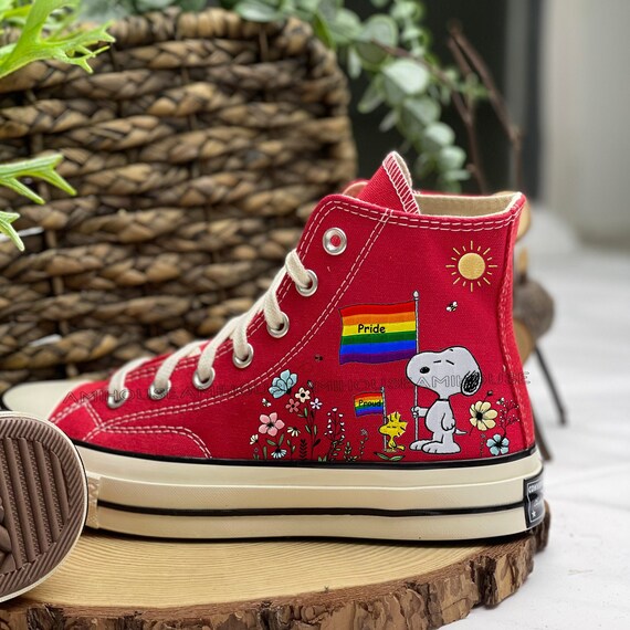 Embroidered Dog Converse Designs Pet Shoes Custom Dogs Cartoon LGBT Embroidery Chuck Taylor 1970s Gift for LGBT Flower Design Etsy Canada