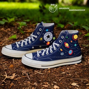 Planets and Stars Hand Embroidery, Astronaut Embroidered Converse ...