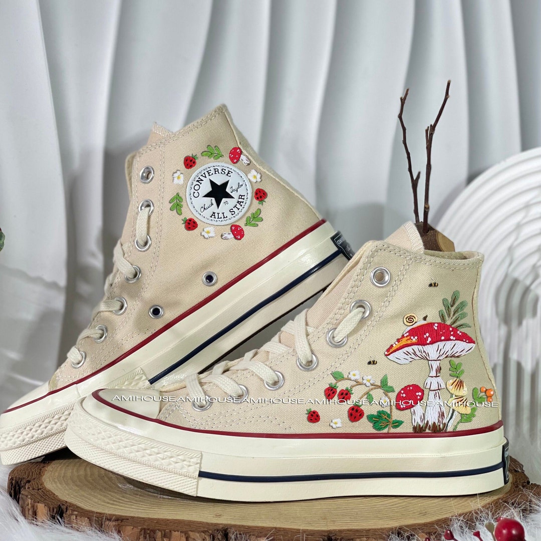 Custom Converse Chuck Taylor, Mushrooms Embroidered Converse Shoes ...