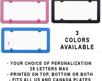 Custom Personalized License Plate Frame Color Choice 4 Holes - Etsy