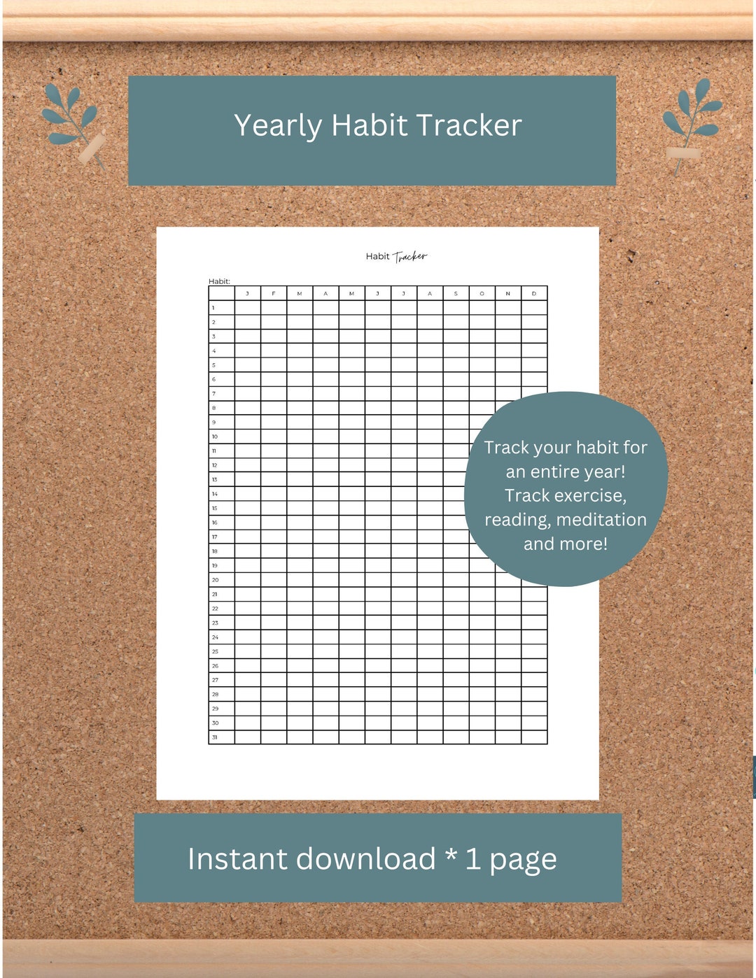 Yearly Habit Tracker - Etsy