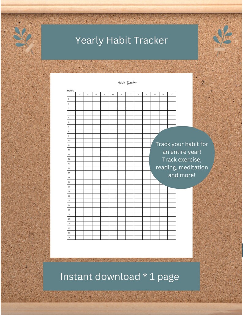 Yearly Habit Tracker - Etsy