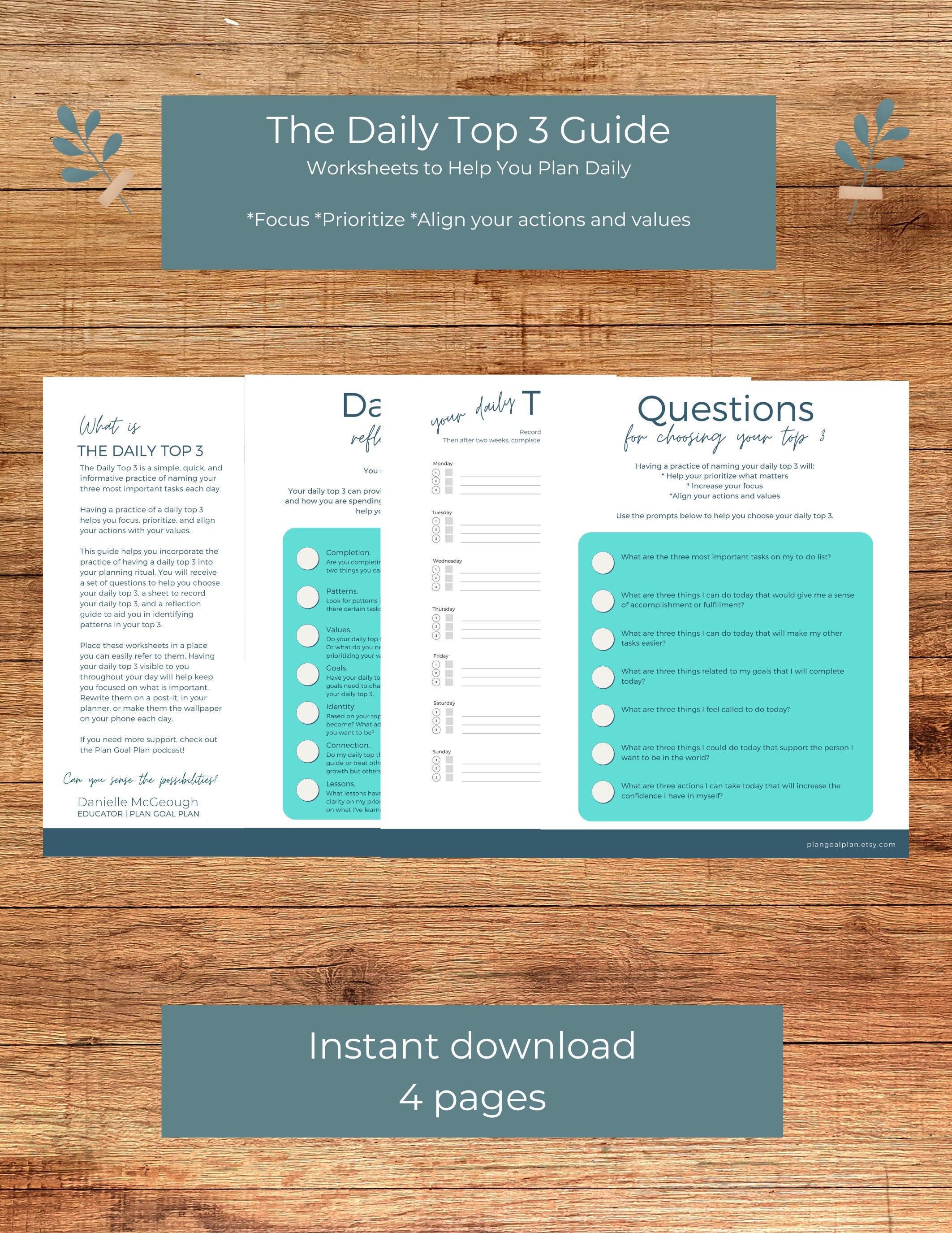 The Daily Top 3 Guide: Worksheets to Help You Plan Daily - Etsy