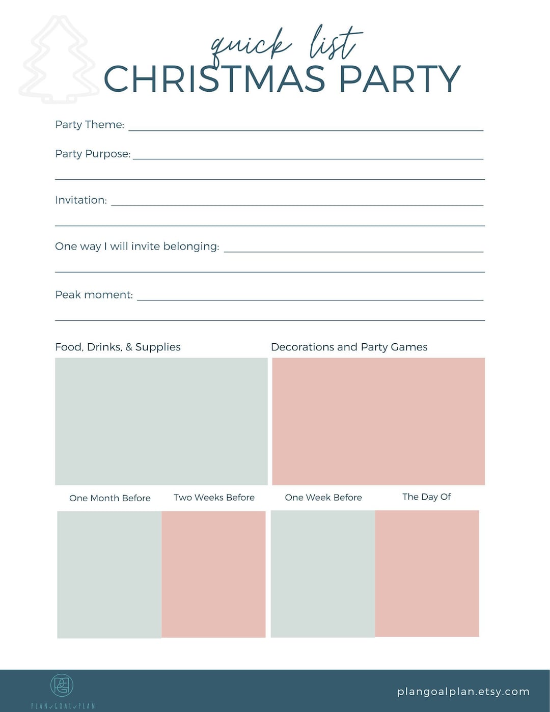 Printable Christmas Party Planning Sheet - Etsy