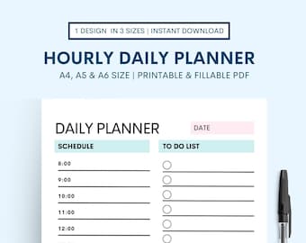 24 Hour Daily Planner Printable, Daily to Do List for Work / Personal ...
