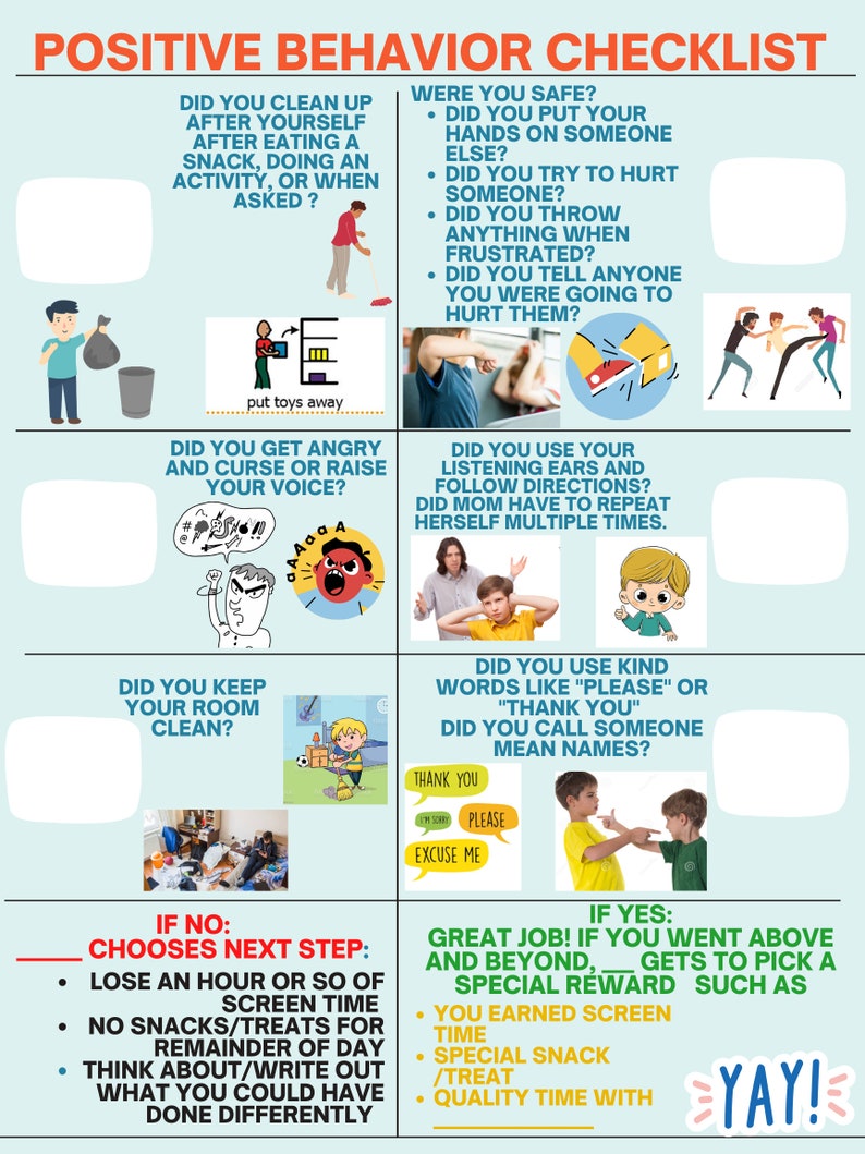 Positive Behavior Chart - Etsy