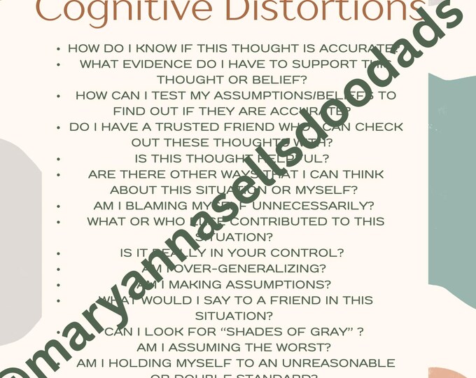 How to Challenge Cognitive Distortions Visual - Etsy