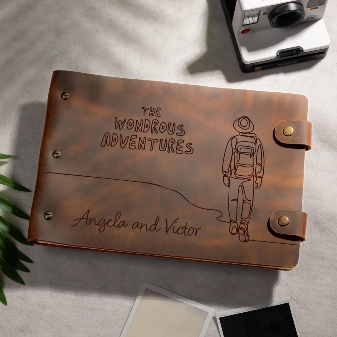 Personalized Leather Hiking Journal and Photo Album, Adventure ...