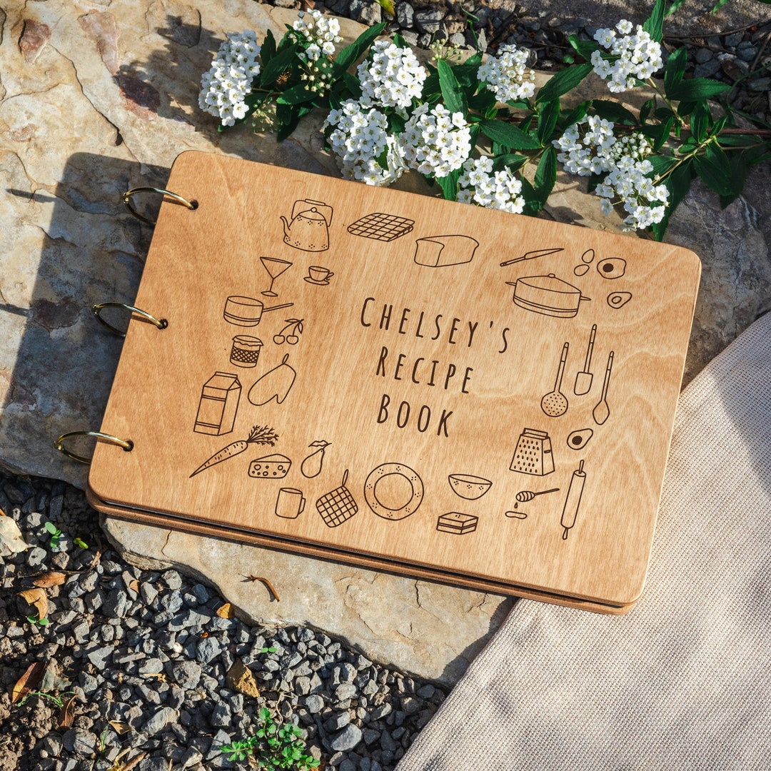 Handcrafted Wooden Recipe Book, Personalized Gifts for Mom, Custom ...