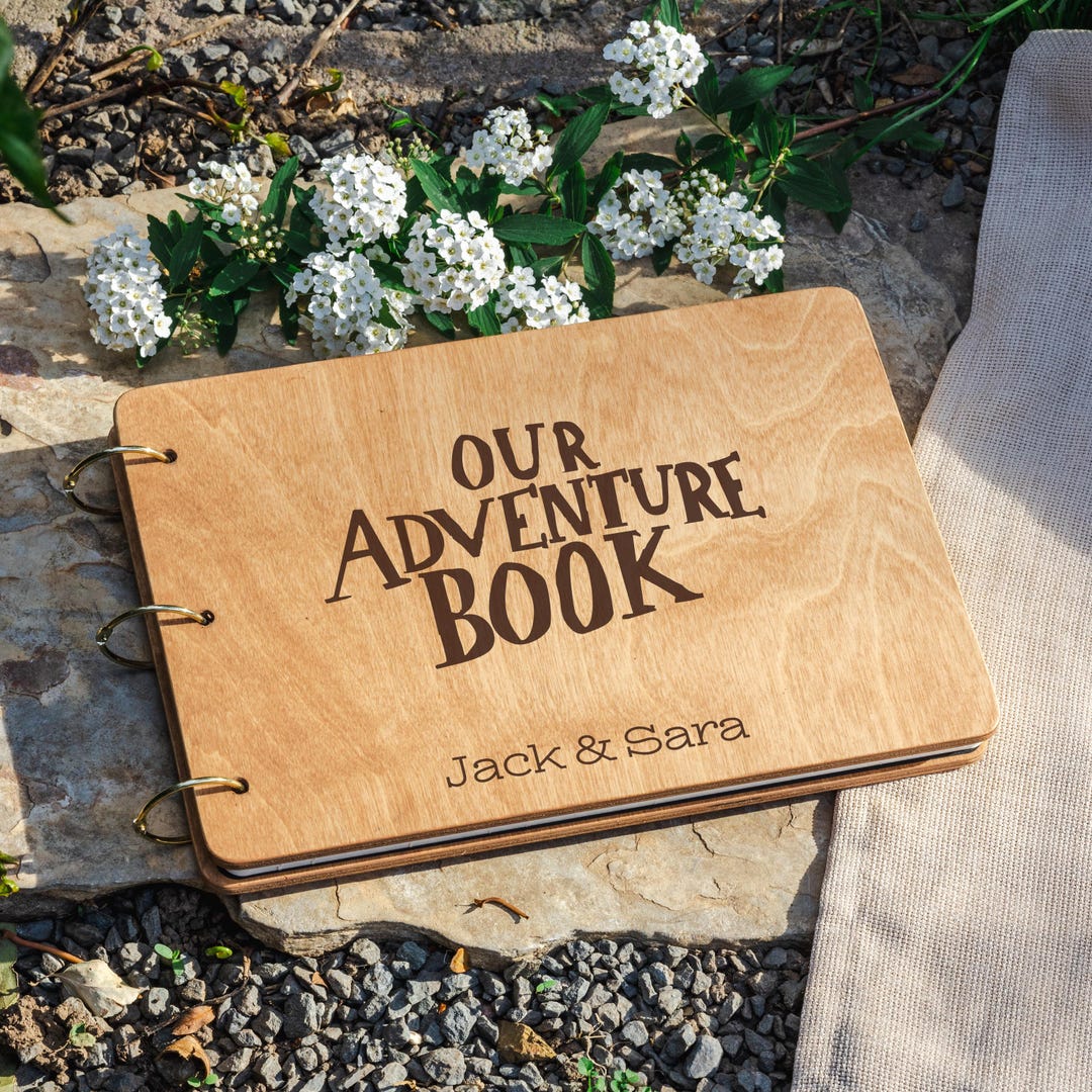 Wooden Personalized Our Adventures Memory Book With Photo Album, Travel ...