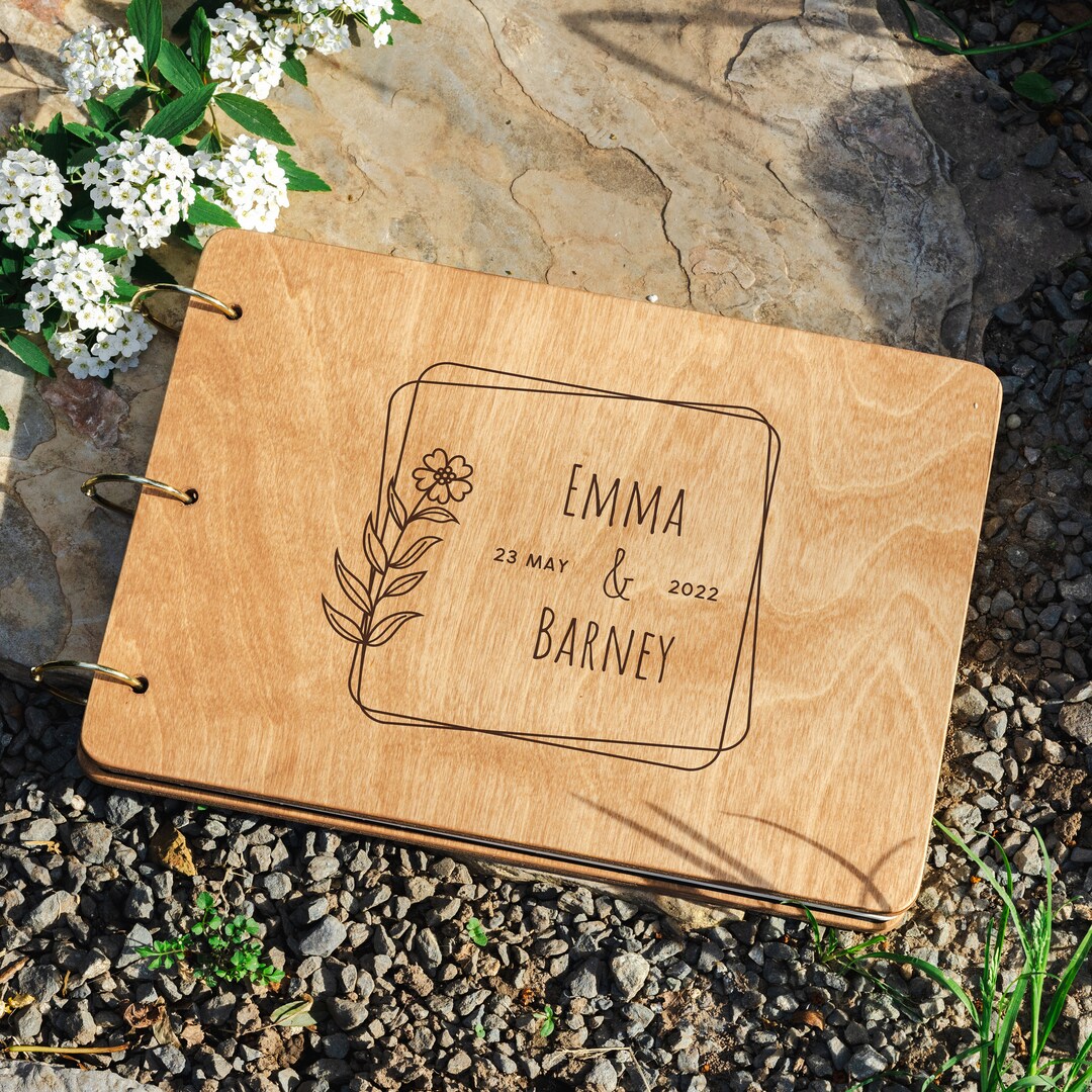 Modern Wooden Wedding Guest Book Personalized Airbn Guest Book ...
