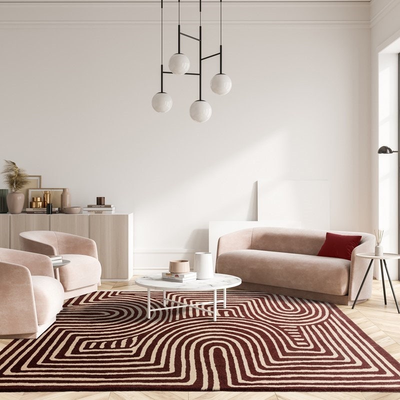 Minimalist Curve Modern Abstract Rug Hand Tufted Designer Wool Tuft Rug ...
