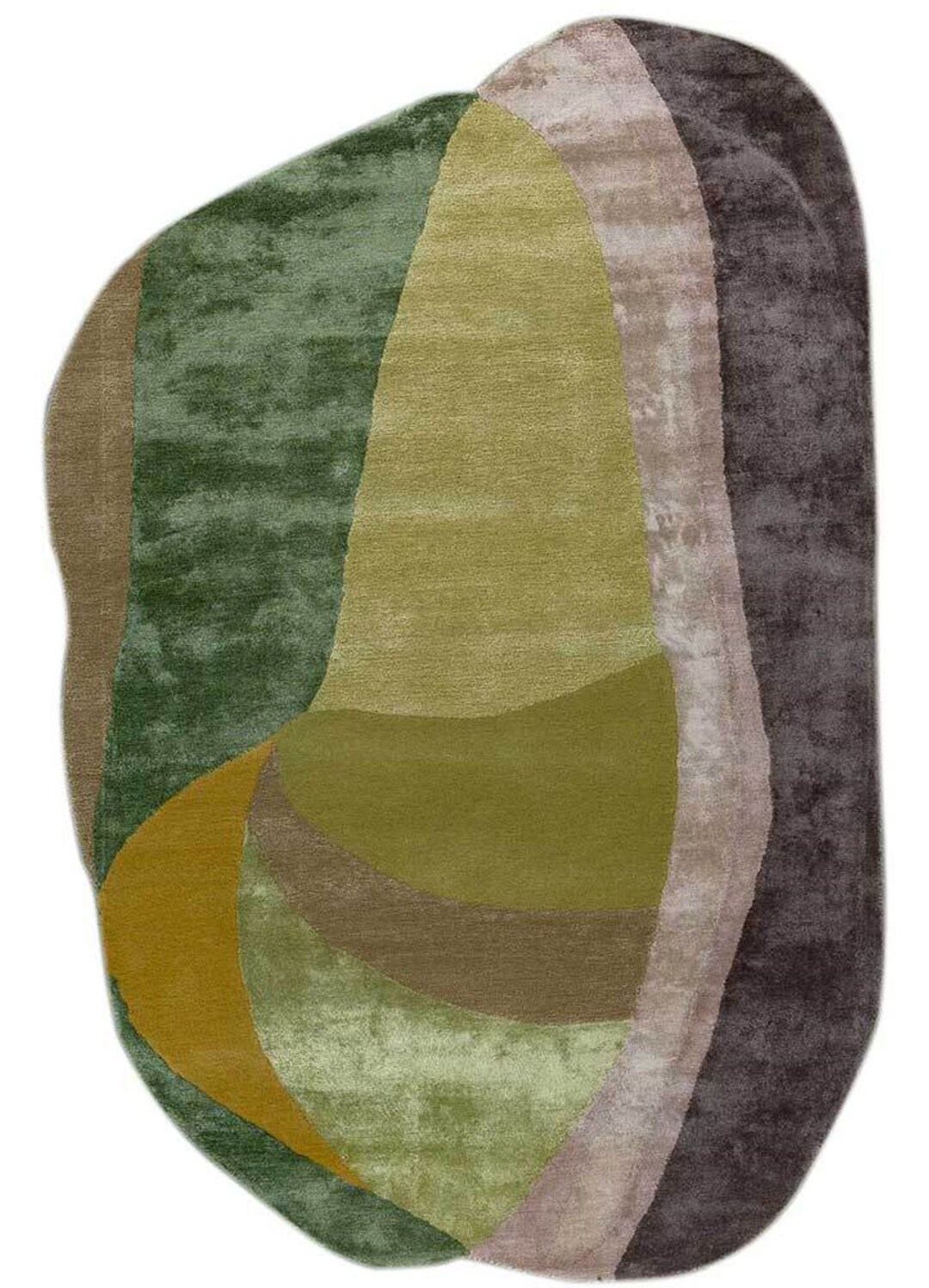 Modern Green Area Rug Irregular Hand Tufted 100% Viscose Designer Rug ...