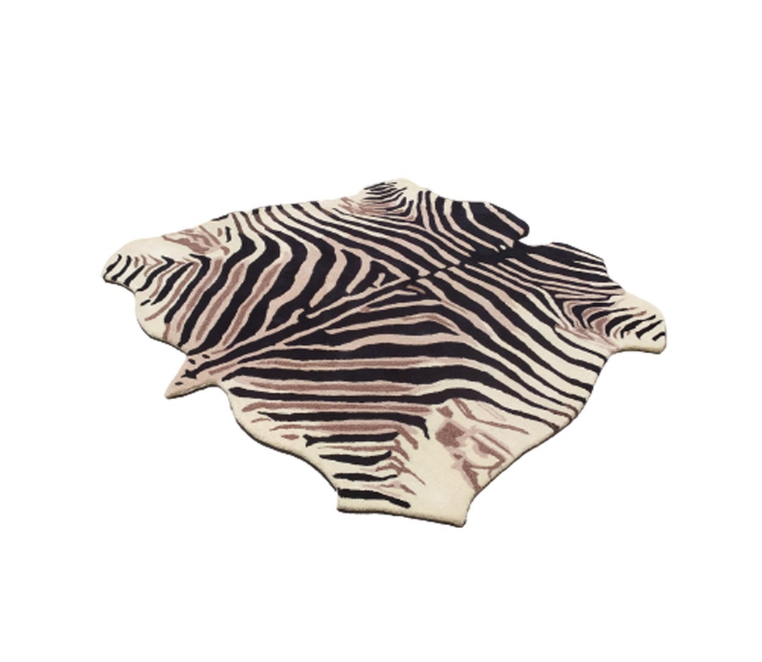Dark Genuine Zebra Print Cowhide Rug Hand Tufted 160x170cm Western ...