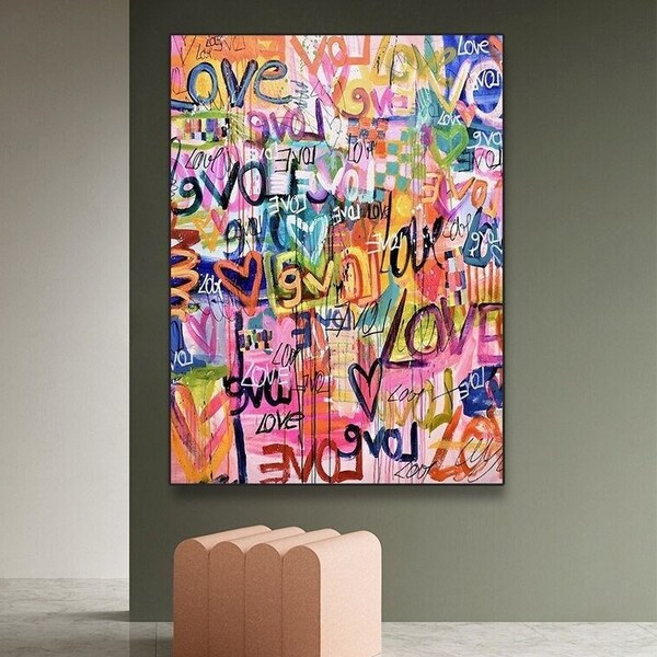 Hearts Graffiti Wallpaper - Etsy