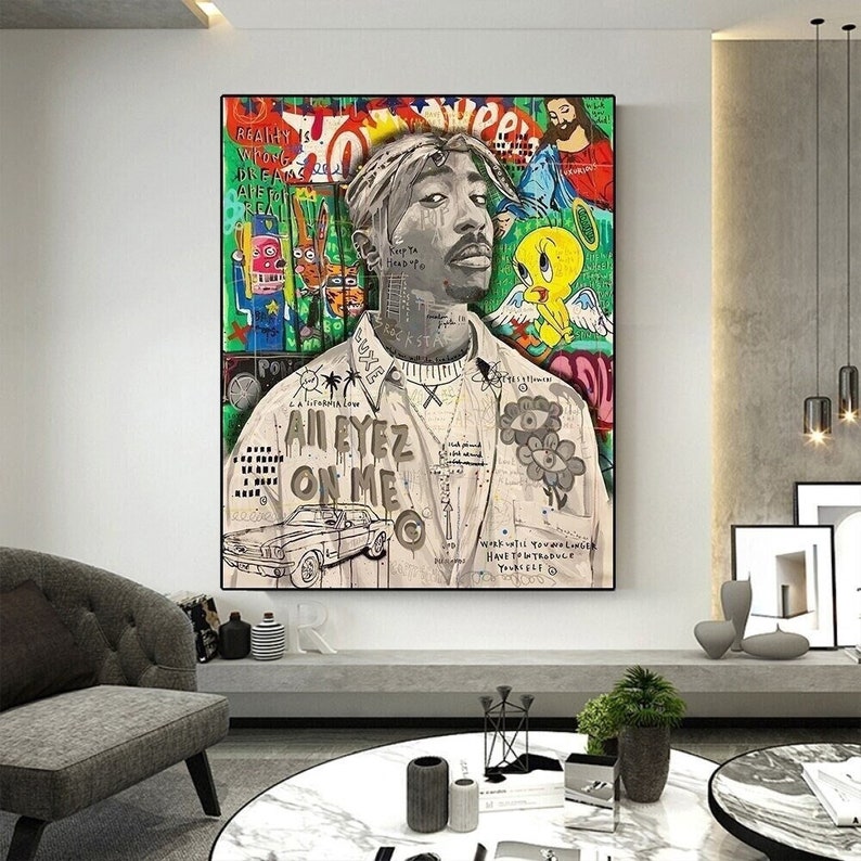 Tupac Shakur Graffiti Pop Art Canvas A Pop Art Wall Art Featuring the ...