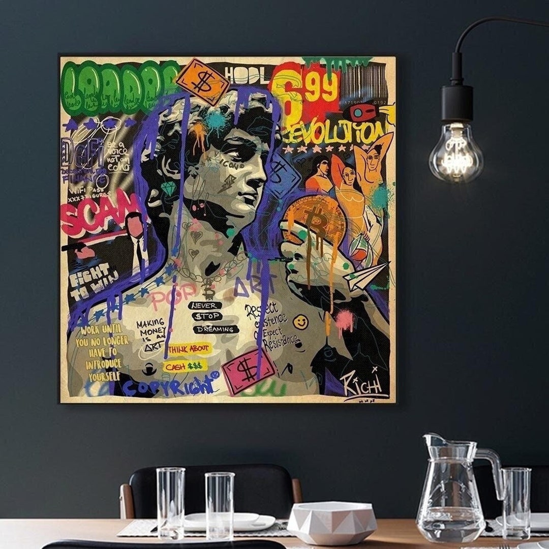 Graffiti Pop Wall Art David Pop Art Canvas Print Poster for Home or ...
