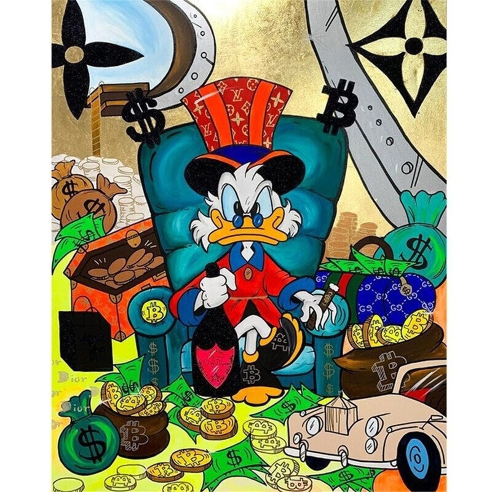 Scrooge Mcduck Swimming in Gold Graffiti Art Money Canvas - Etsy
