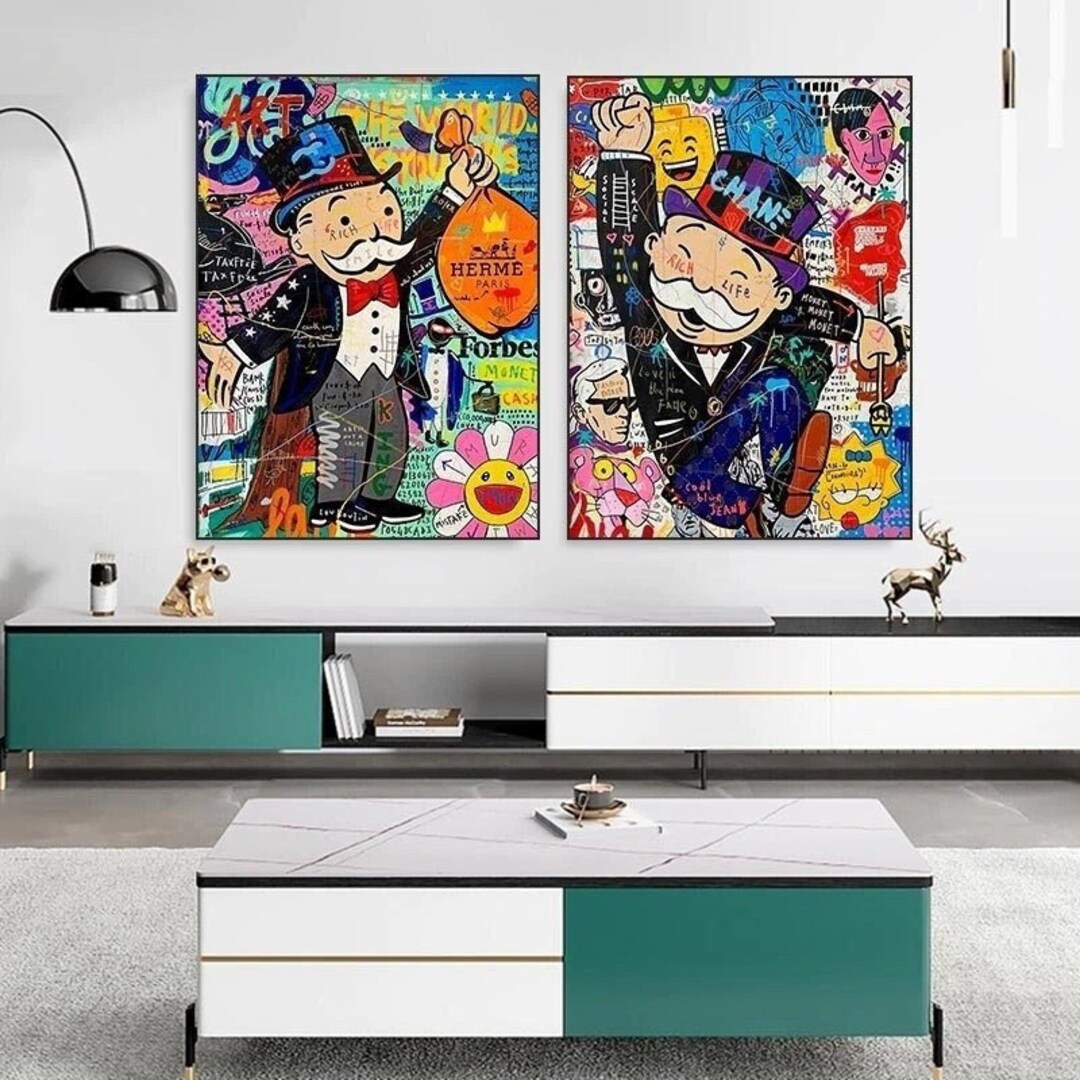 Alec Monopoly Canvas Graffiti Wall Art, Money and 'the World is Yours ...